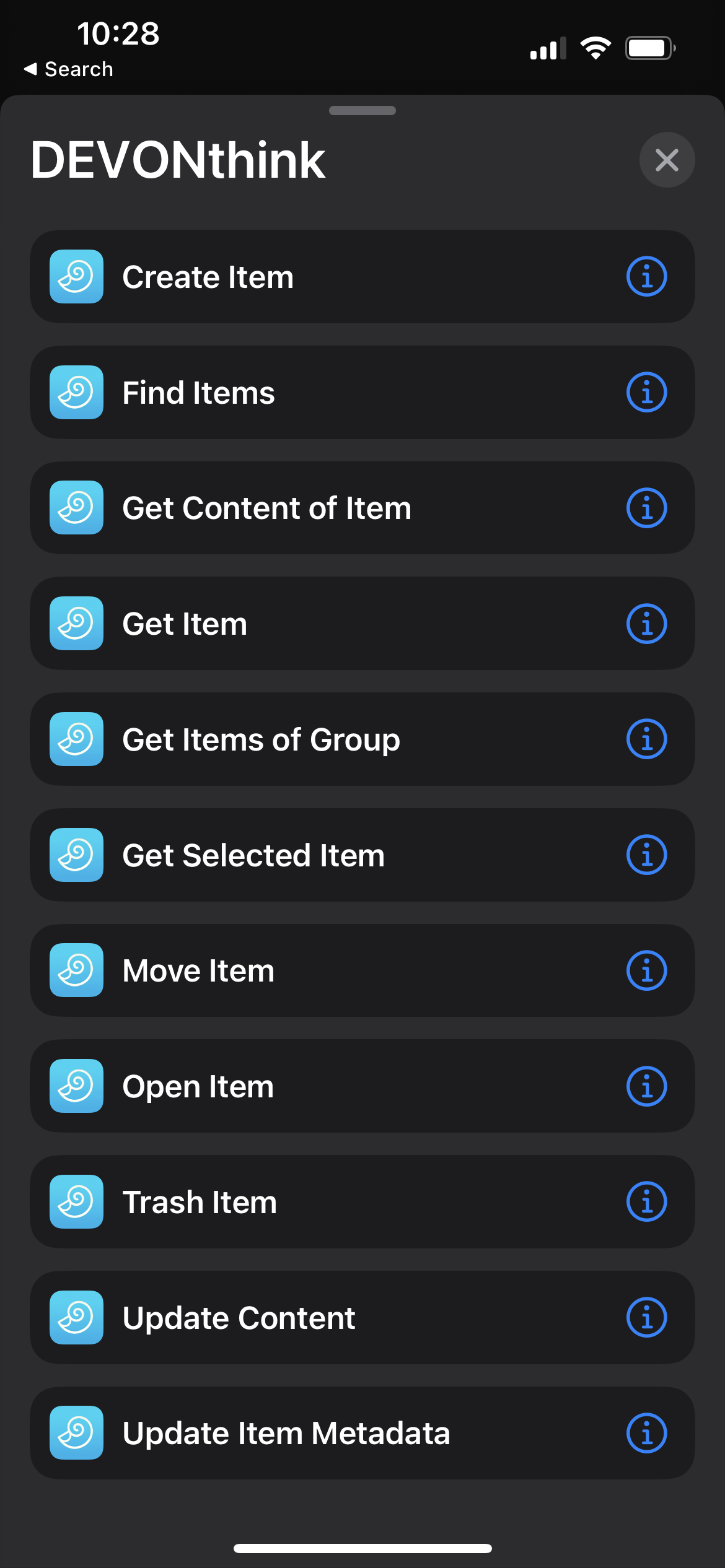 DEVONthink Shortcut action options | Kourosh Dini
